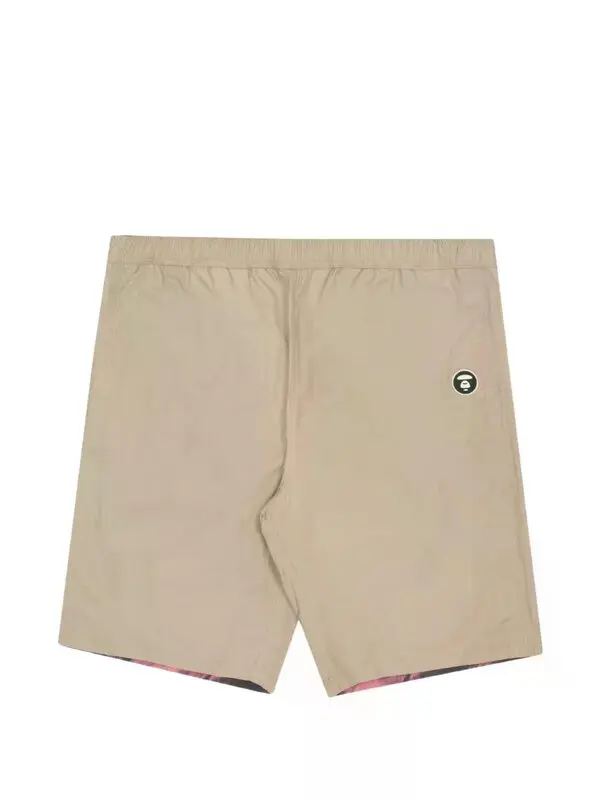 AAPE BY *A BATHING APE Elastic-waistband Logo Shorts - Neutrals