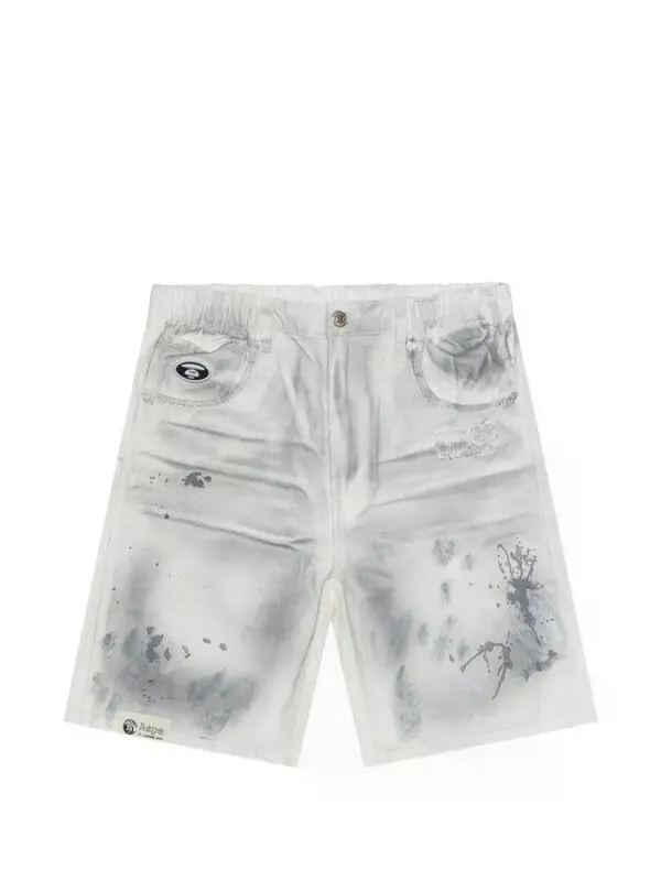 AAPE BY *A BATHING APE Faded Denim Shorts - White