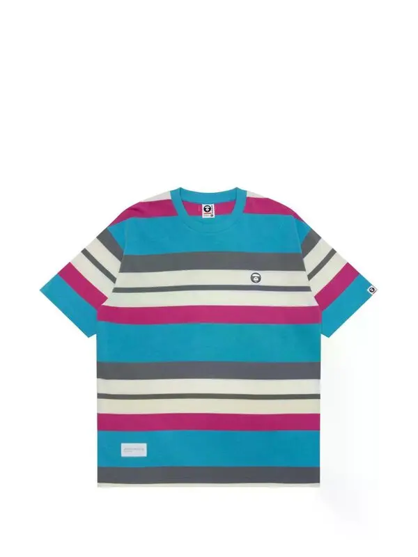 AAPE BY *A BATHING APE Striped Logo-patch T-shirt - Blue