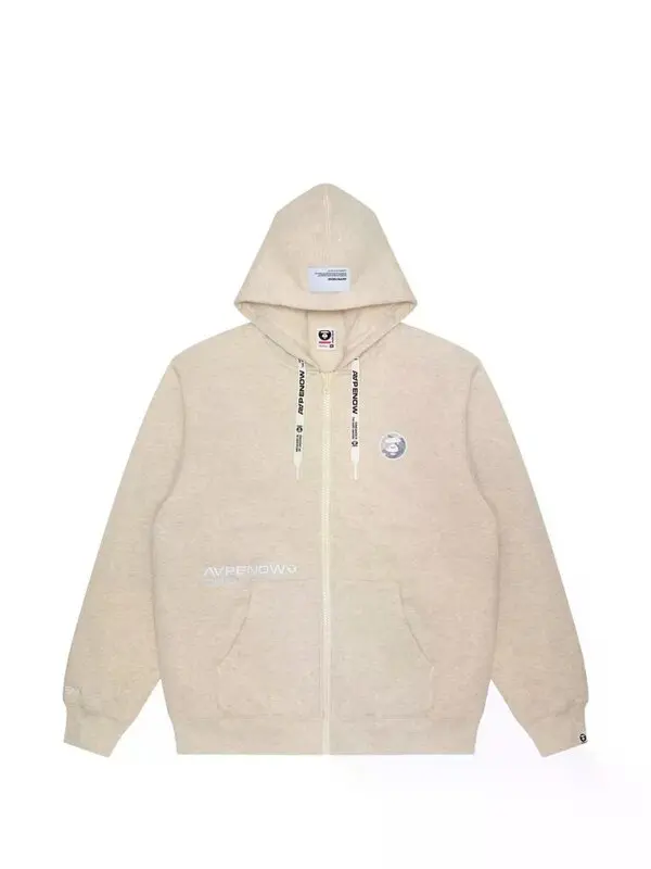 AAPE BY *A BATHING APE Logo-patch Zip-up Hoodie - Neutrals
