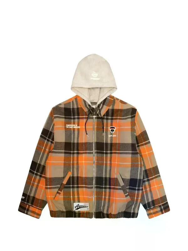 AAPE BY *A BATHING APE Plaid Jacket With Logo Patch - Orange