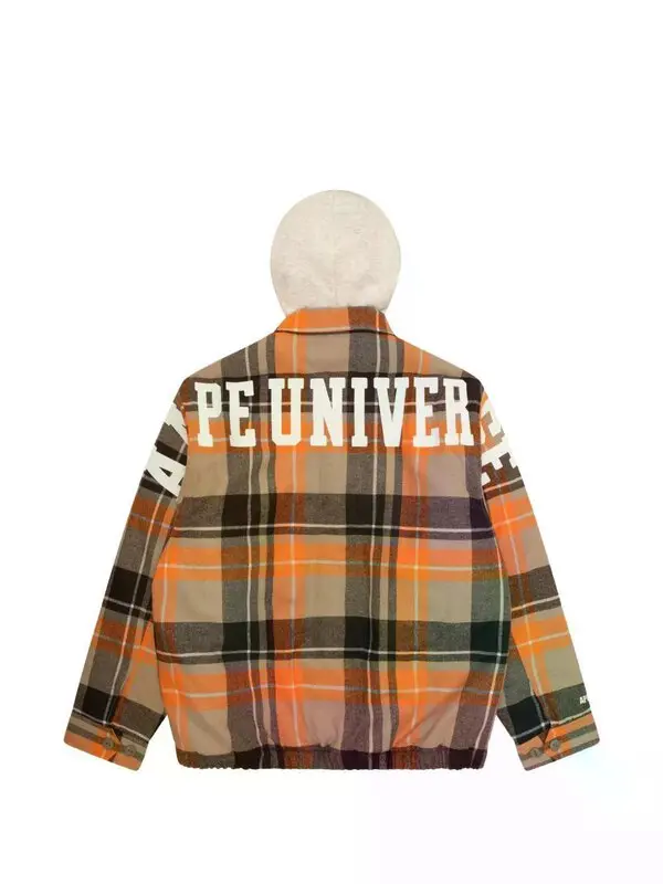 AAPE BY *A BATHING APE Plaid Jacket With Logo Patch - Orange
