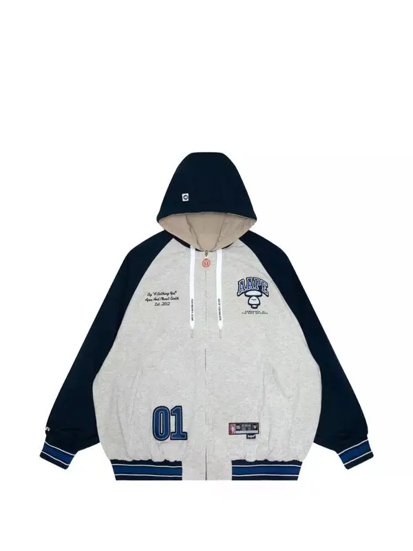 AAPE BY *A BATHING APE Embroidered Reversible Zip-up Hoodie - Blue
