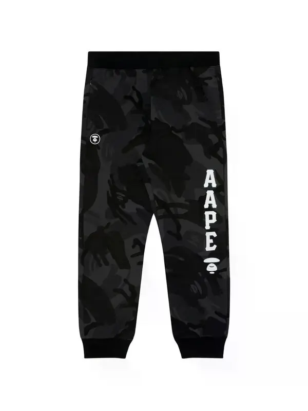 AAPE BY *A BATHING APE Moonface-patch Camo Track Pants - Black