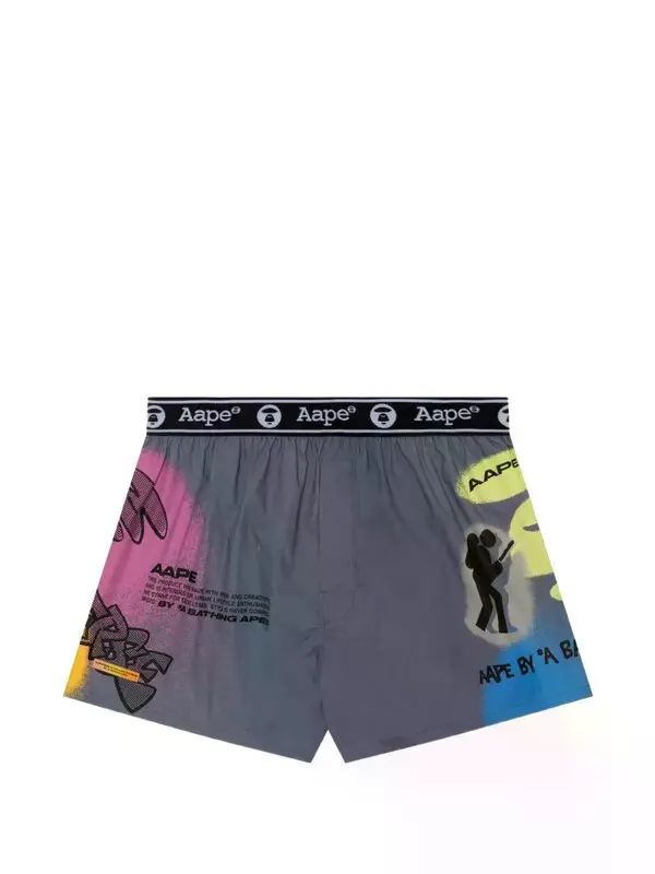 AAPE BY *A BATHING APE Moonface Graffiti-printed Boxers - Grey