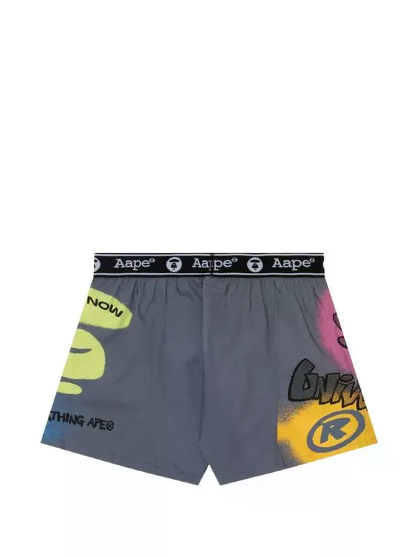 AAPE BY *A BATHING APE Moonface Graffiti-printed Boxers - Grey