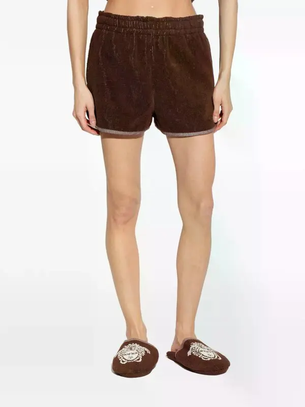 Versace Towelling Trim Shorts - Brown
