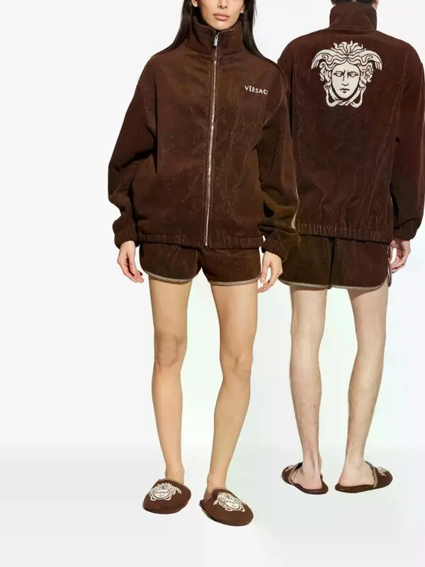 Versace Towelling Trim Shorts - Brown