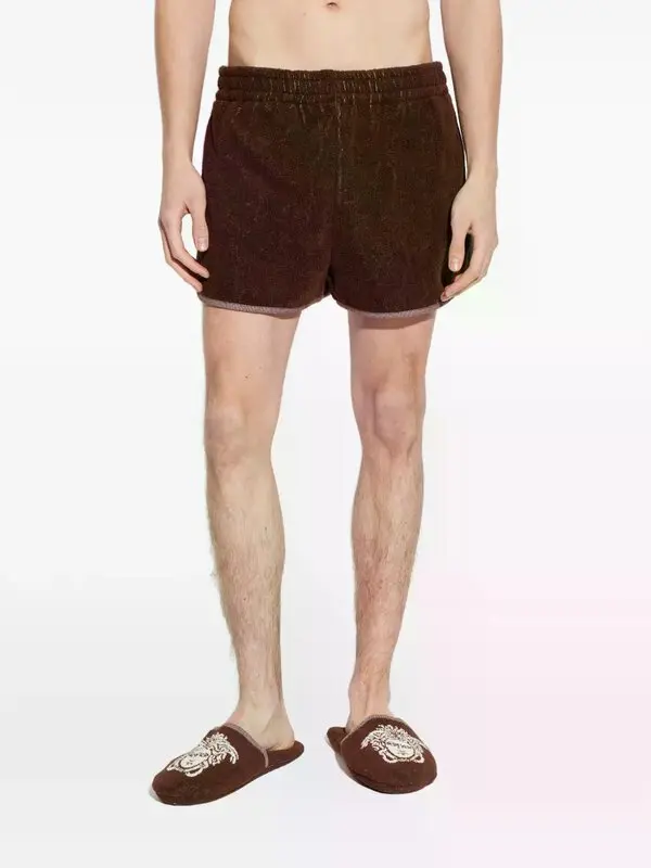 Versace Towelling Trim Shorts - Brown