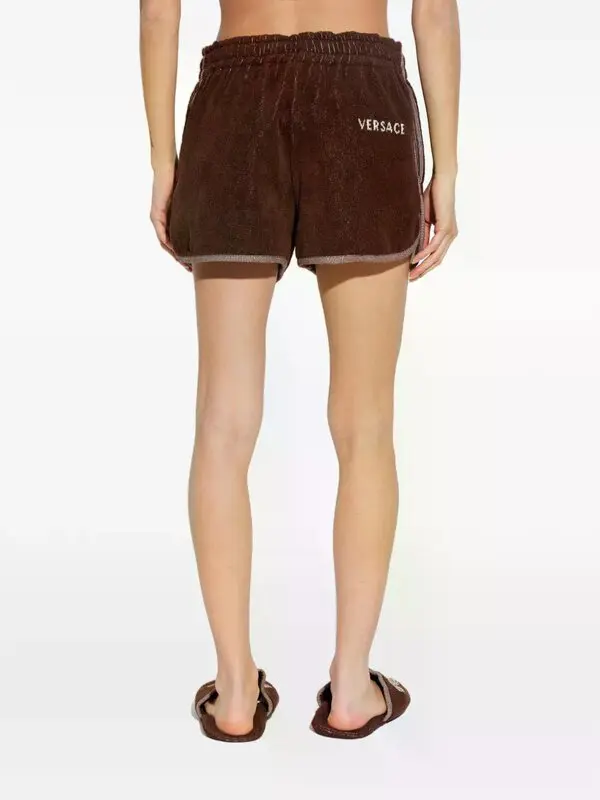 Versace Towelling Trim Shorts - Brown