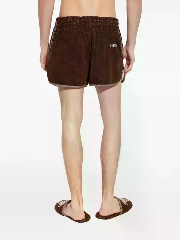Versace Towelling Trim Shorts - Brown