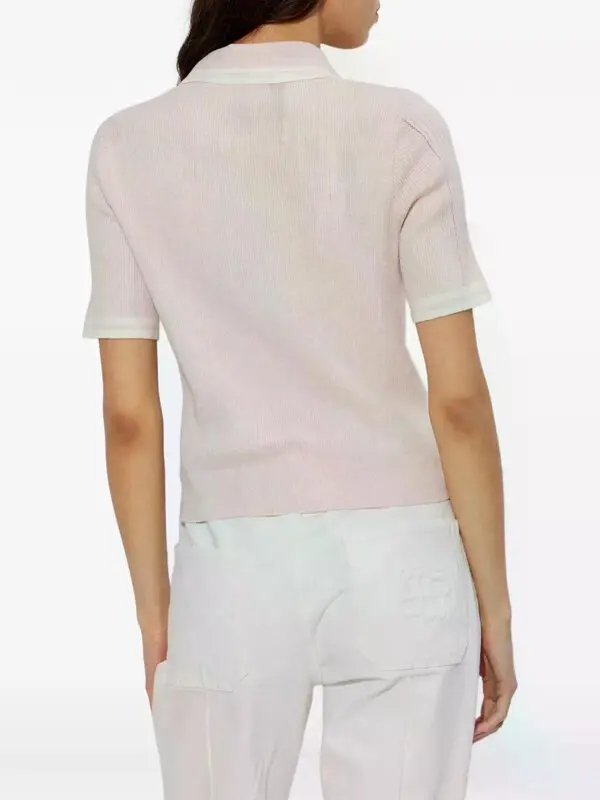 Rag & Bone Ribbed Button Polo Top - Pink