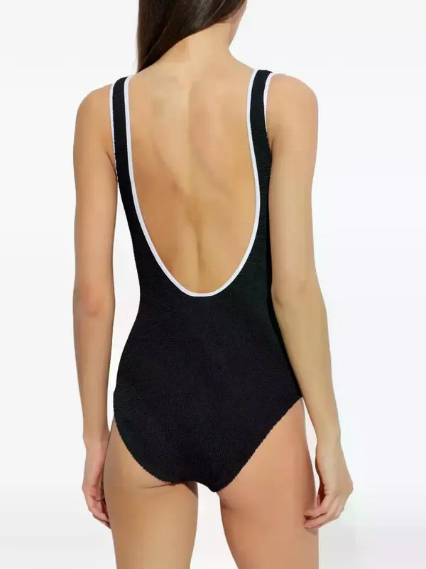 Hunza G Faye One Piece Swimsuit With Contrasting Trim - Black