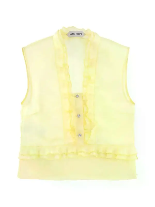 Alberta Ferretti Embellished Ruffled Top - Yellow