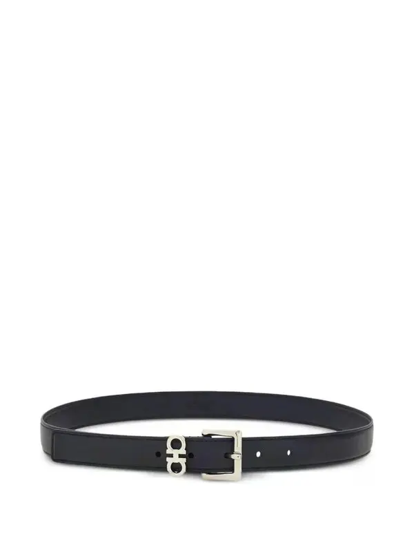FERRAGAMO Gancini Buckle Leather Belt - Black