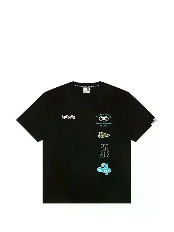 AAPE BY *A BATHING APE Multi-logo Crew-neck T-shirt - Black