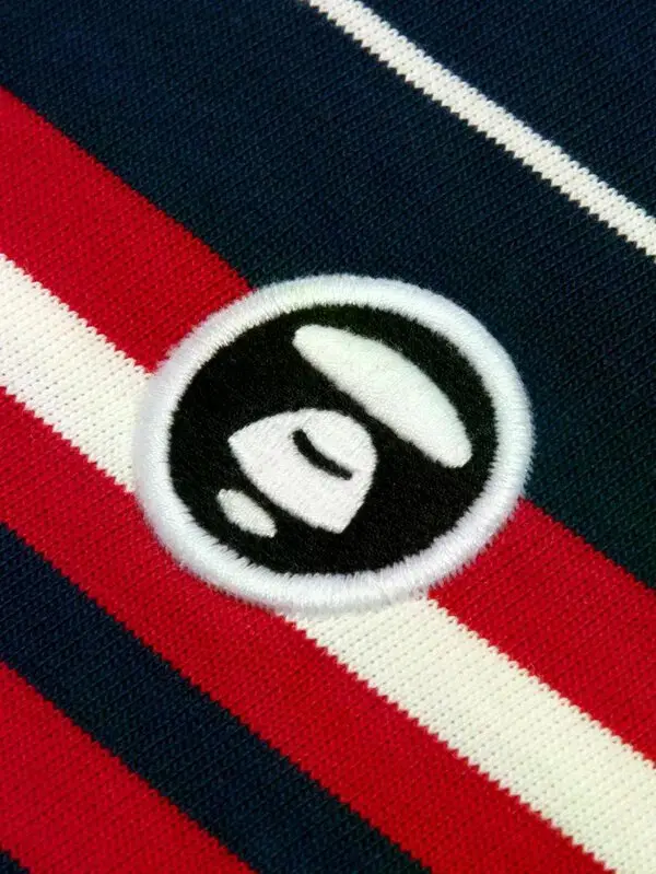 AAPE BY *A BATHING APE Now Striped Logo-patch T-shirt - Blue