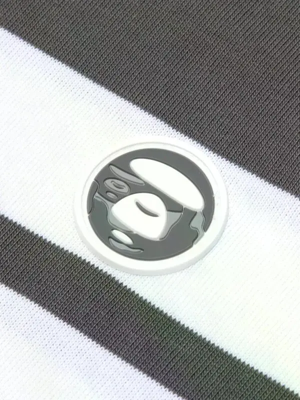 AAPE BY *A BATHING APE Striped Logo-patch T-shirt - Black