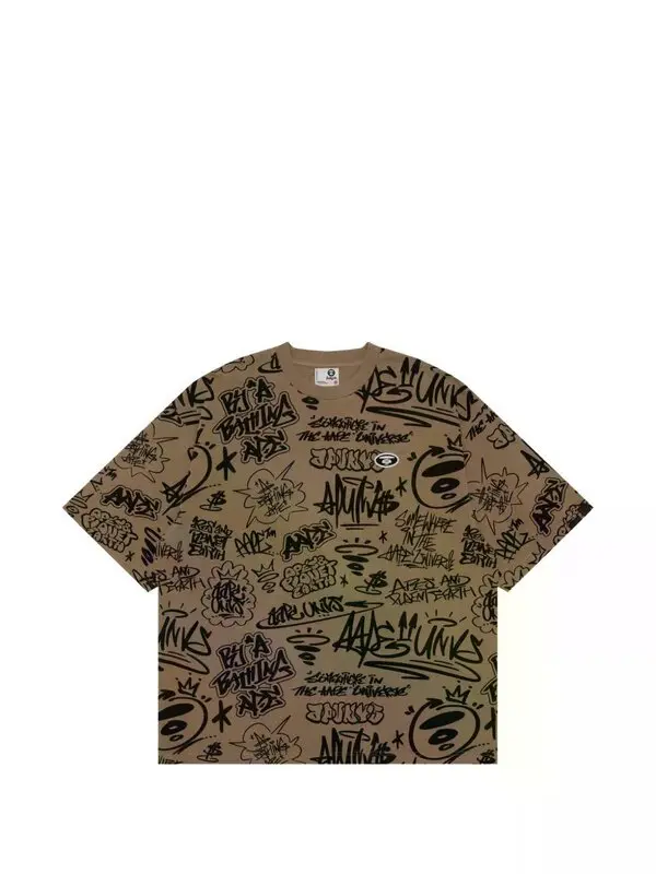 AAPE BY *A BATHING APE Fancy Graphic-print Crew-neck T-shirt - Neutrals