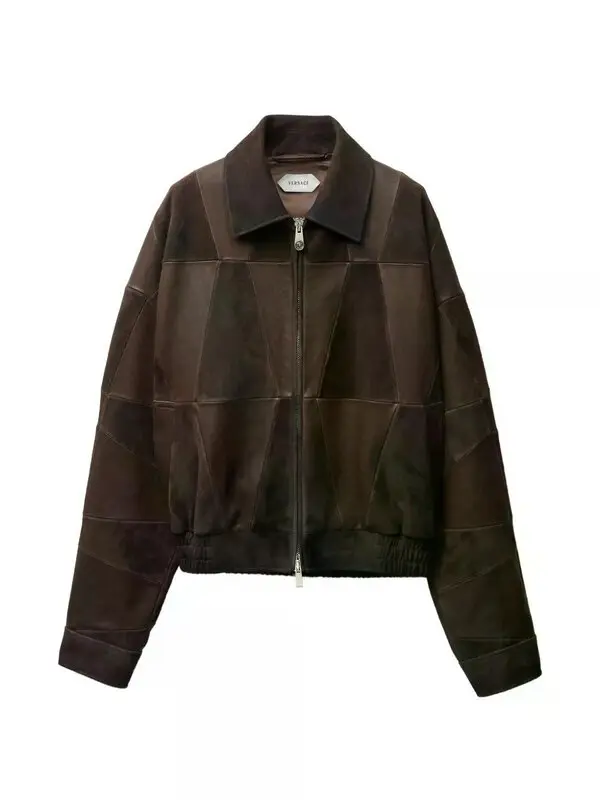 Versace Leather Blouson With Suede Inserts - Brown