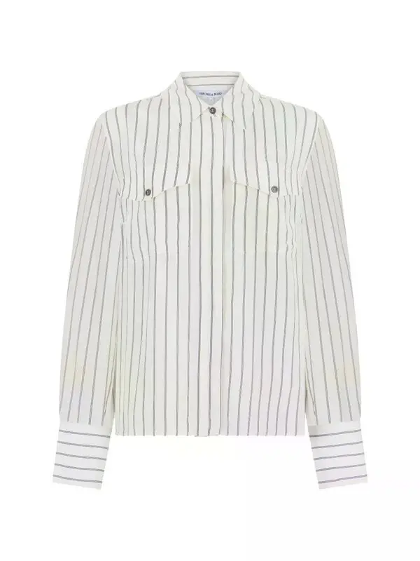 Veronica Beard Saku Striped Pocket Shirt