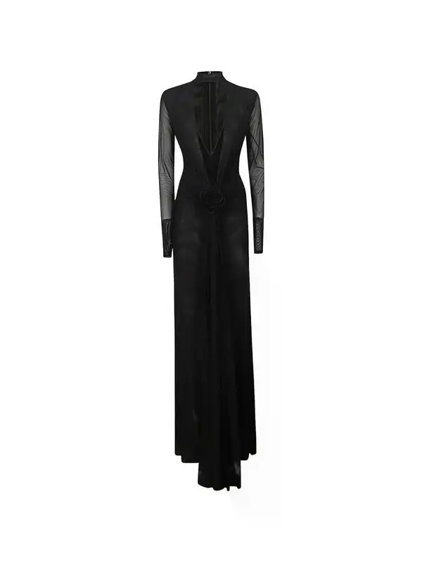 David Koma Floral-appliqué Maxi Dress - Black