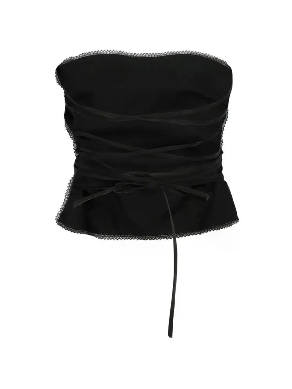 MSGM Lace Trim Top - Black