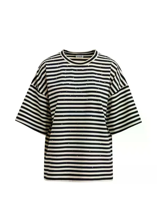 Essentiel Antwerp Striped Strass T-shirt - Black