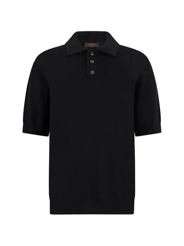 SLOWEAR Buttoned Short-sleeve Knitwear - Black