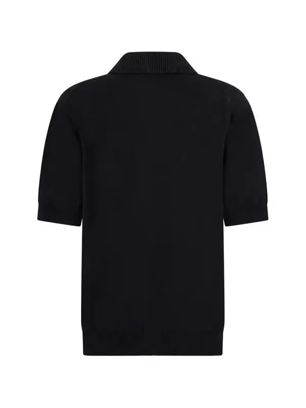 SLOWEAR Buttoned Short-sleeve Knitwear - Black