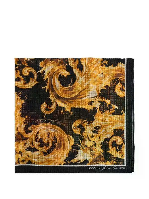 Versace Baroque Print Silk Scarf - Black