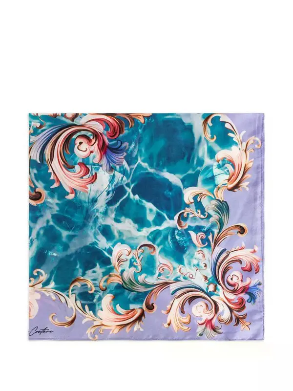 Versace Printed Silk Scarf - Blue