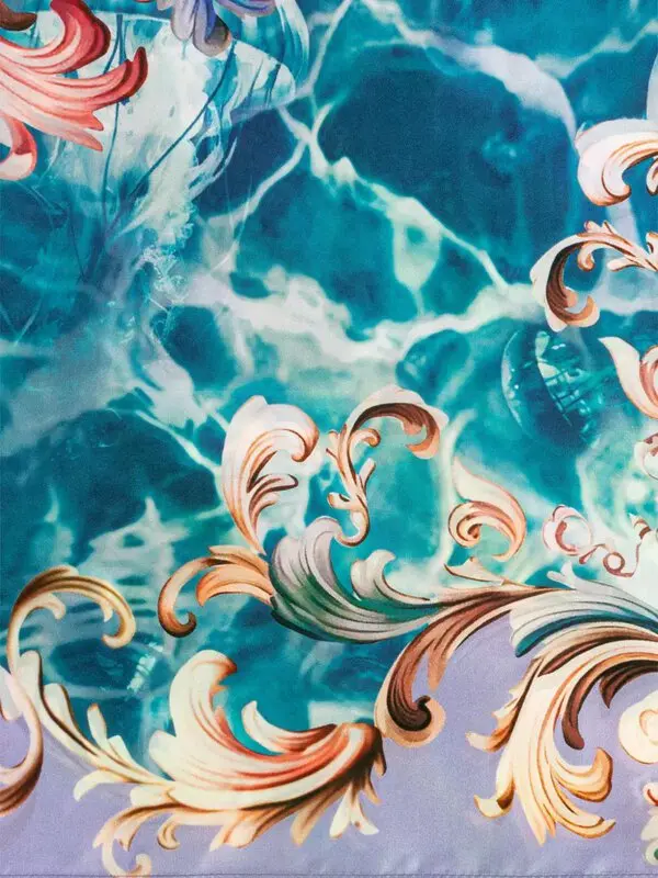 Versace Printed Silk Scarf - Blue