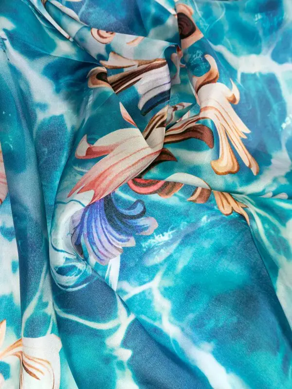 Versace Printed Silk Scarf - Blue