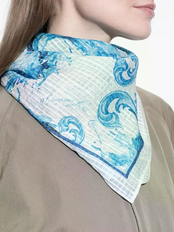 Versace Floral Print Scarf - White