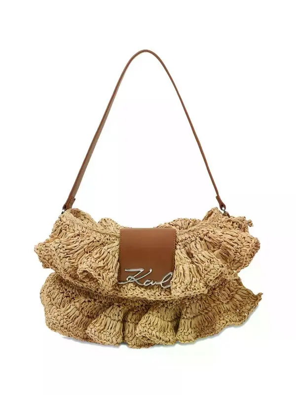 Karl Lagerfeld Raffia Ruffle Shoulder Bag