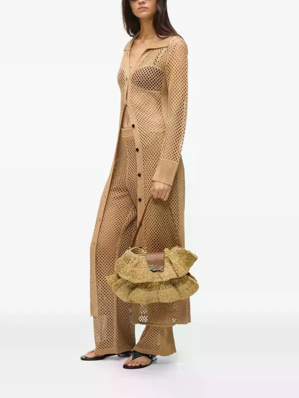 Karl Lagerfeld Raffia Ruffle Shoulder Bag