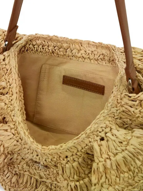 Karl Lagerfeld Raffia Ruffle Shoulder Bag