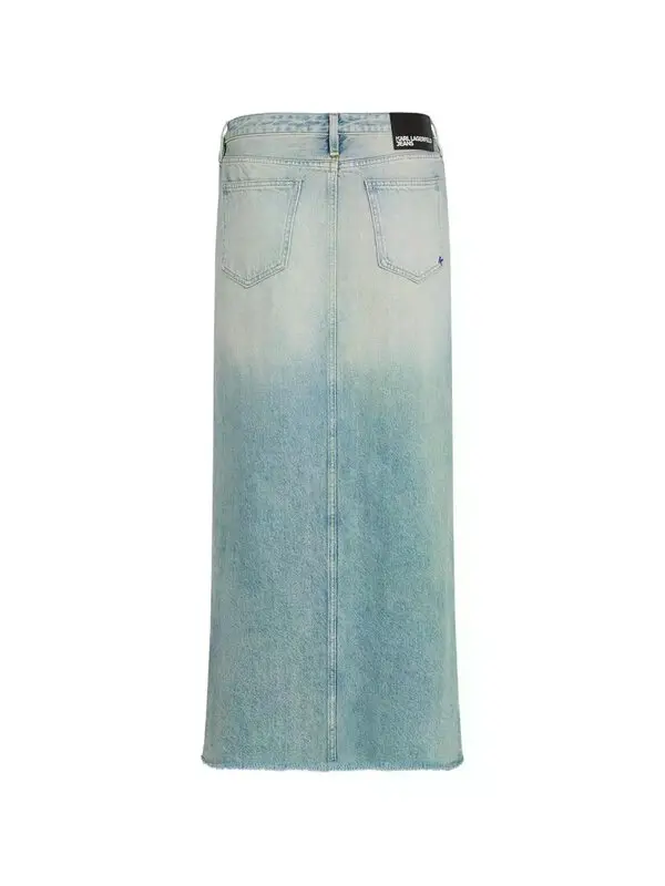Karl Lagerfeld Frayed Denim Maxi Skirt