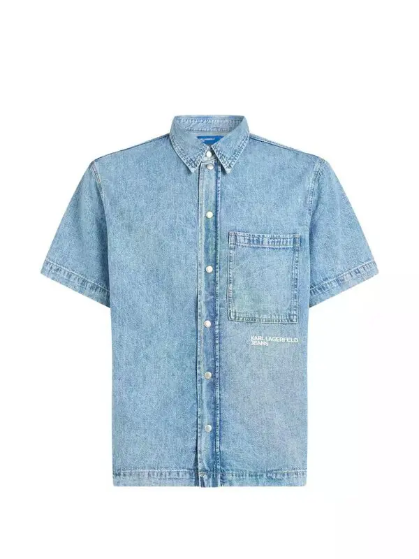 Karl Lagerfeld Short-sleeved Denim Shirt - Blue