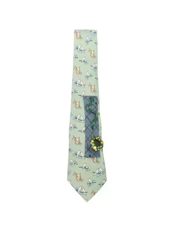 A.N.G.E.L.O. VINTAGE CULT X Stefania Bertoni Customised Hermès Silk Tie - Green