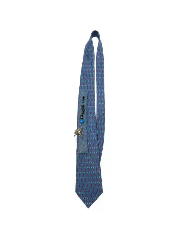 A.N.G.E.L.O. VINTAGE CULT Customised Hermès Beaded Tie - Blue
