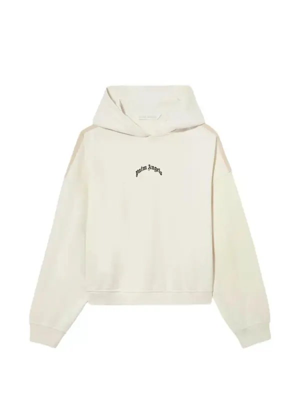 Palm Angels Curved Logo Loose Crop Hoodie - Neutrals