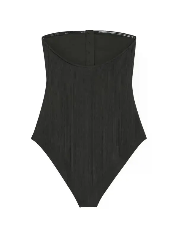 TOTEME Ribbed Strapless Swimsuit - Green