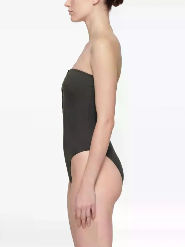 TOTEME Ribbed Strapless Swimsuit - Green