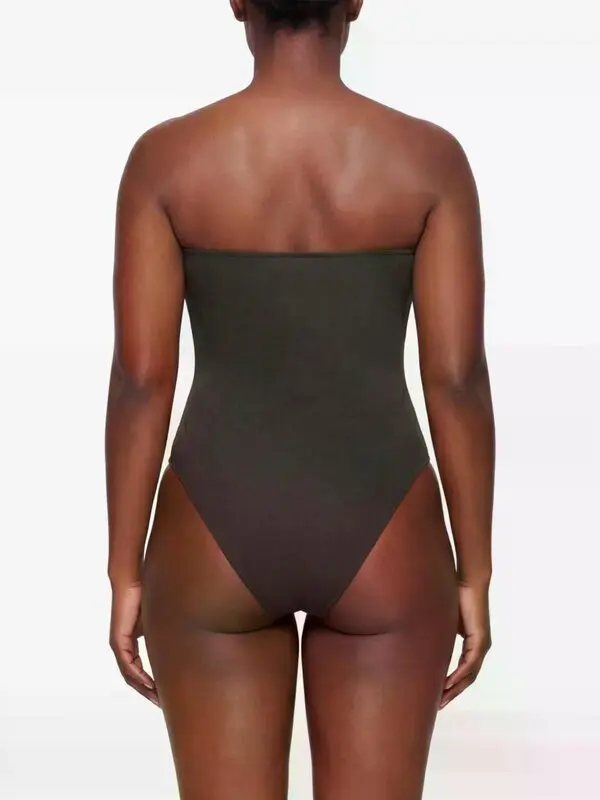 TOTEME Ribbed Strapless Swimsuit - Green