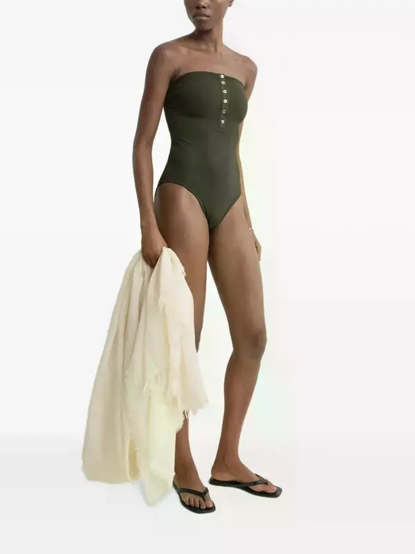 TOTEME Ribbed Strapless Swimsuit - Green
