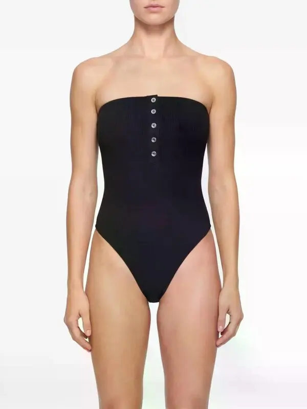 TOTEME Ribbed Strapless Swimsuit - Black
