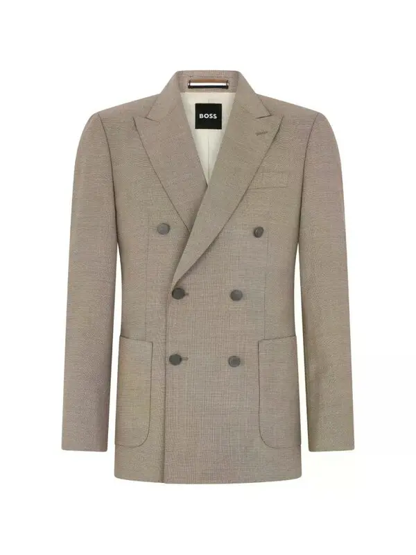 BOSS Peak-lapel Double-breasted Blazer - Neutrals
