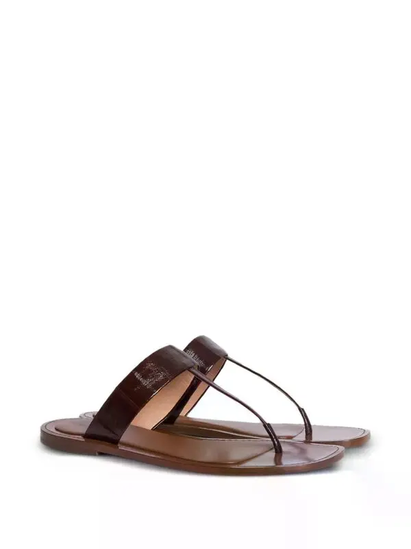 Alberta Ferretti Croc-effect Thong Sandals - Brown